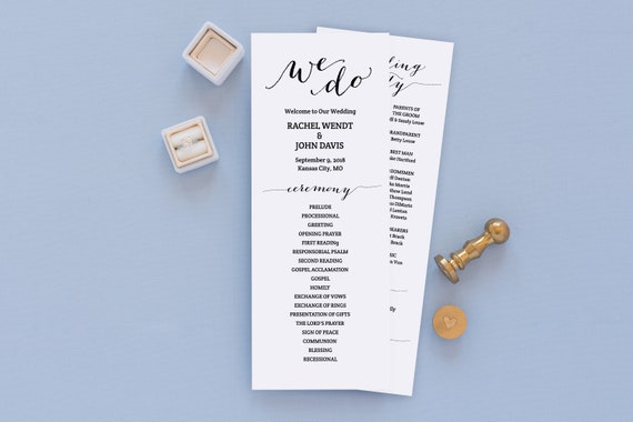 Printable Wedding Program Rustic Wedding Programs Unique | Etsy