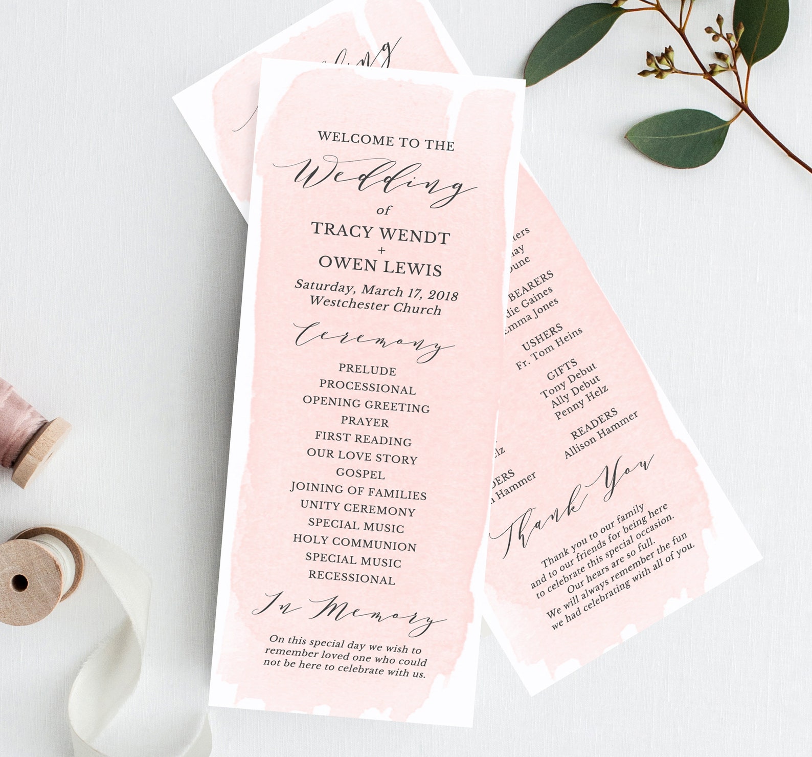 Blush Wedding Program Template Wedding Programs Ceremony | Etsy Canada