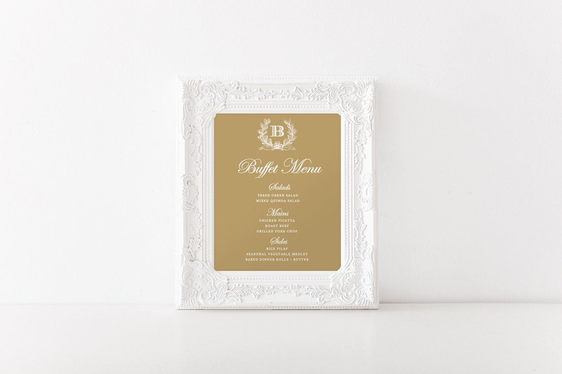 Buffet Menu Sign Gold Wedding Menu Template Printable | Etsy