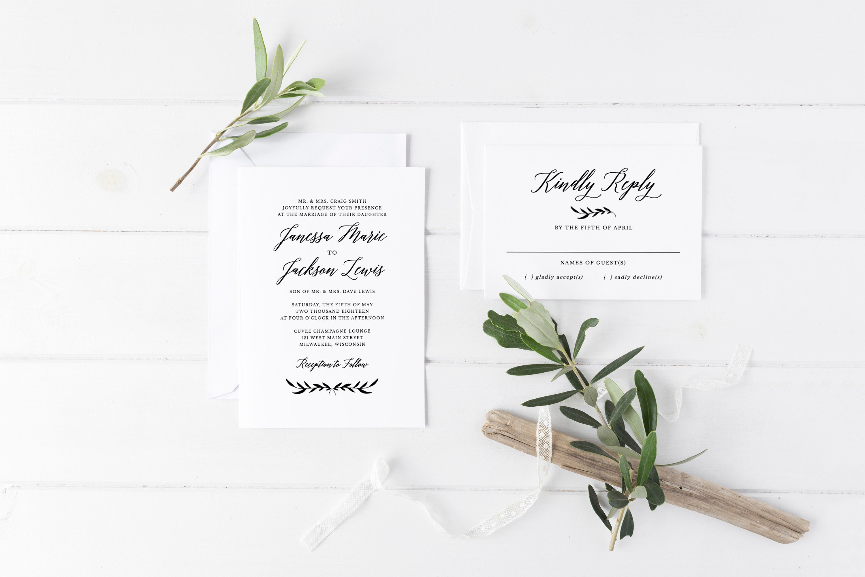 Rustic Wedding Invitation Template Printable Wedding | Etsy