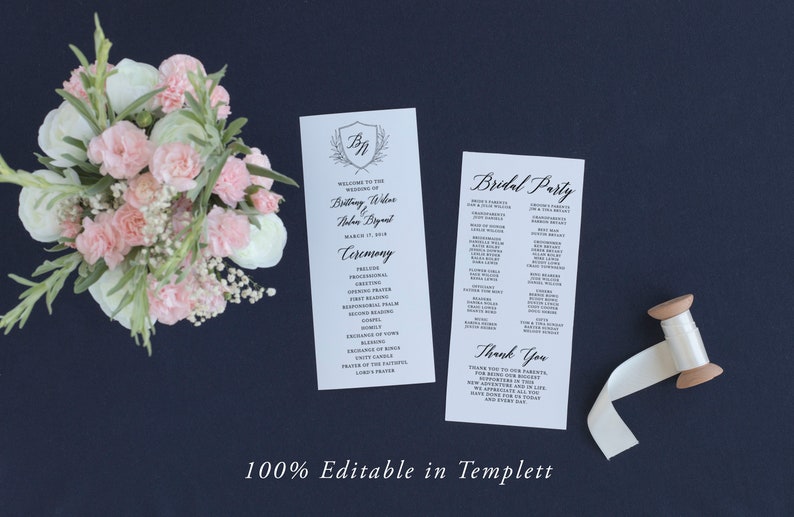 Printable Wedding Program Rustic Wedding Programs Unique | Etsy