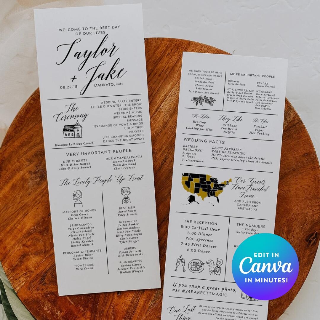 Infographic Wedding Program Template, Fun Wedding Programs, Non ...