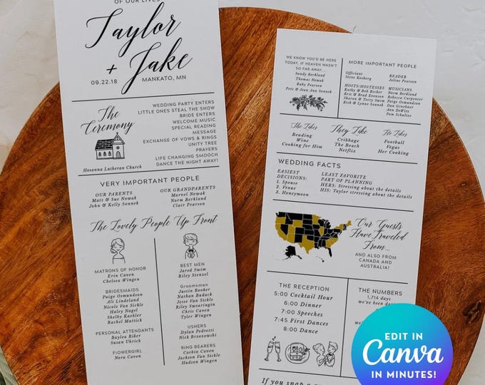 Infographic Wedding Program Template, Fun Wedding Programs, Non ...