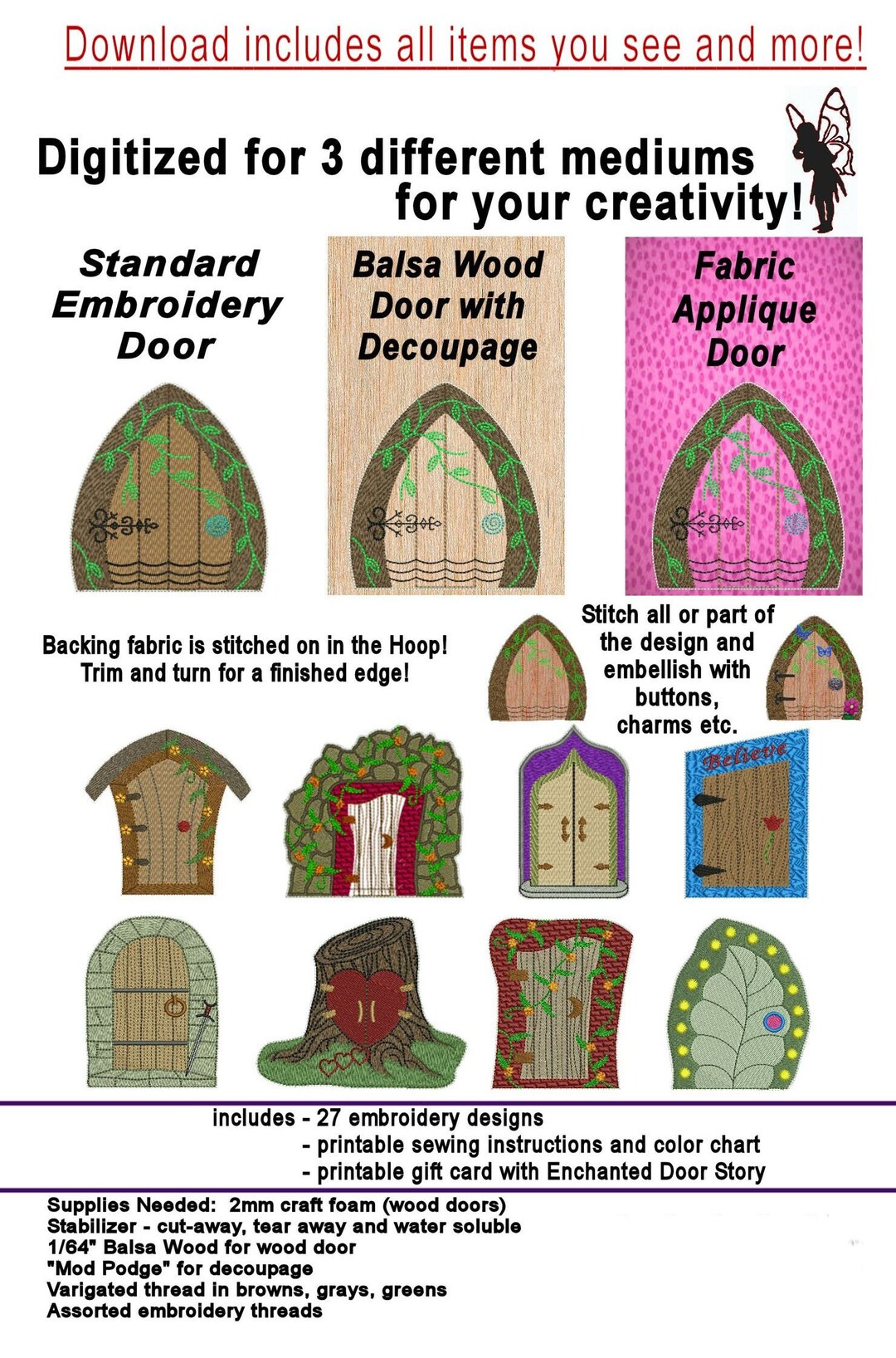 Enchanted Doors - - #M011 ............... ......embroidery Faerie/elf ...
