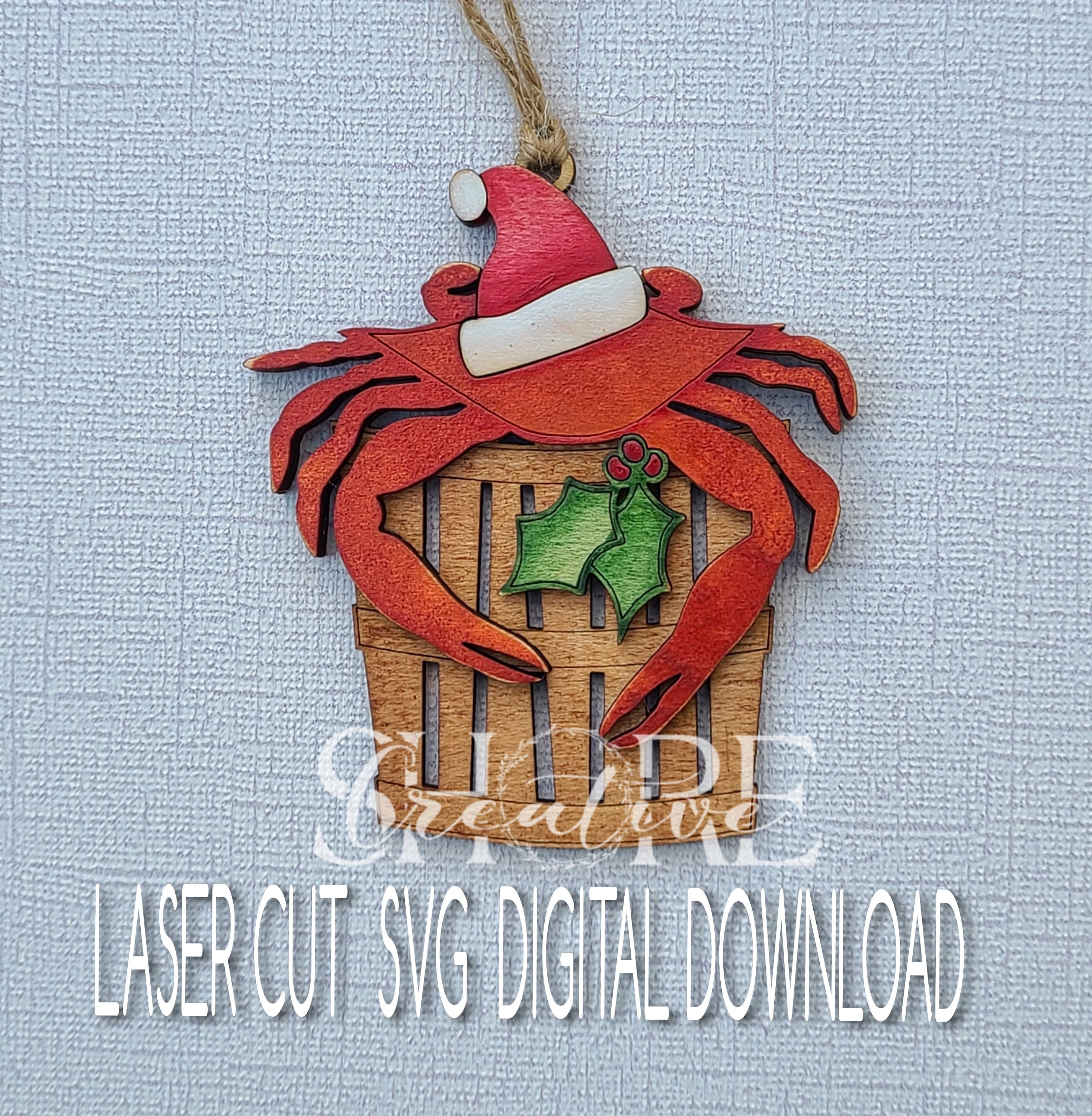 Santa Crab With His Bushel Basket Christmas Ornament Laser - Etsy
