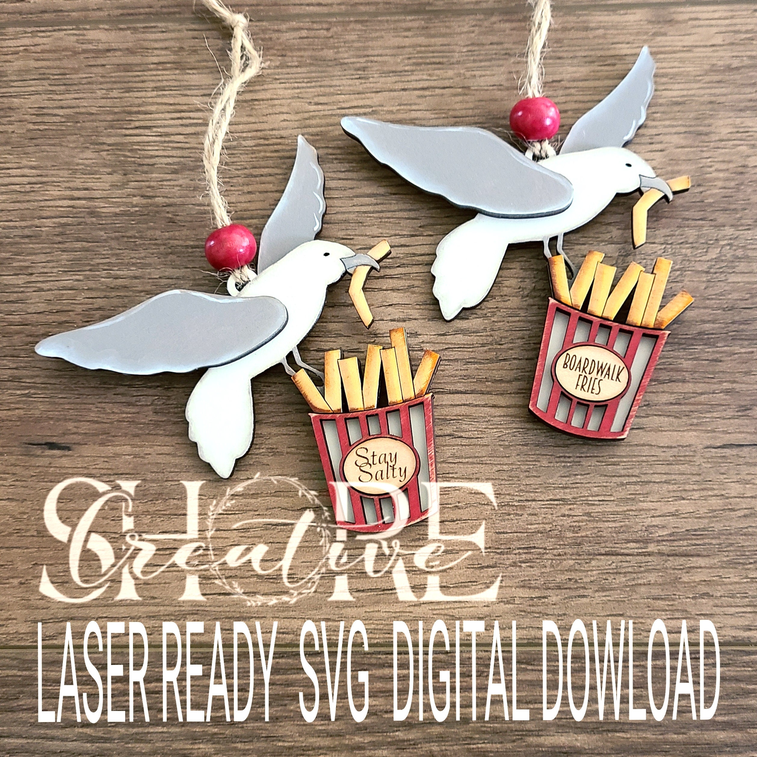 Seagulls With Fries Ornament, Happy Seagulls, Coastal,boardwalk Fries ...