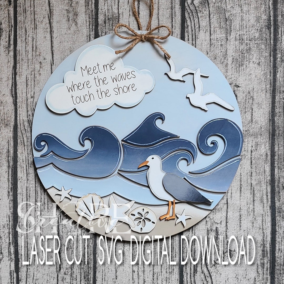 Beach/shore Inspired Round Wall Hanging, Coastal, Where the Waves Touch ...
