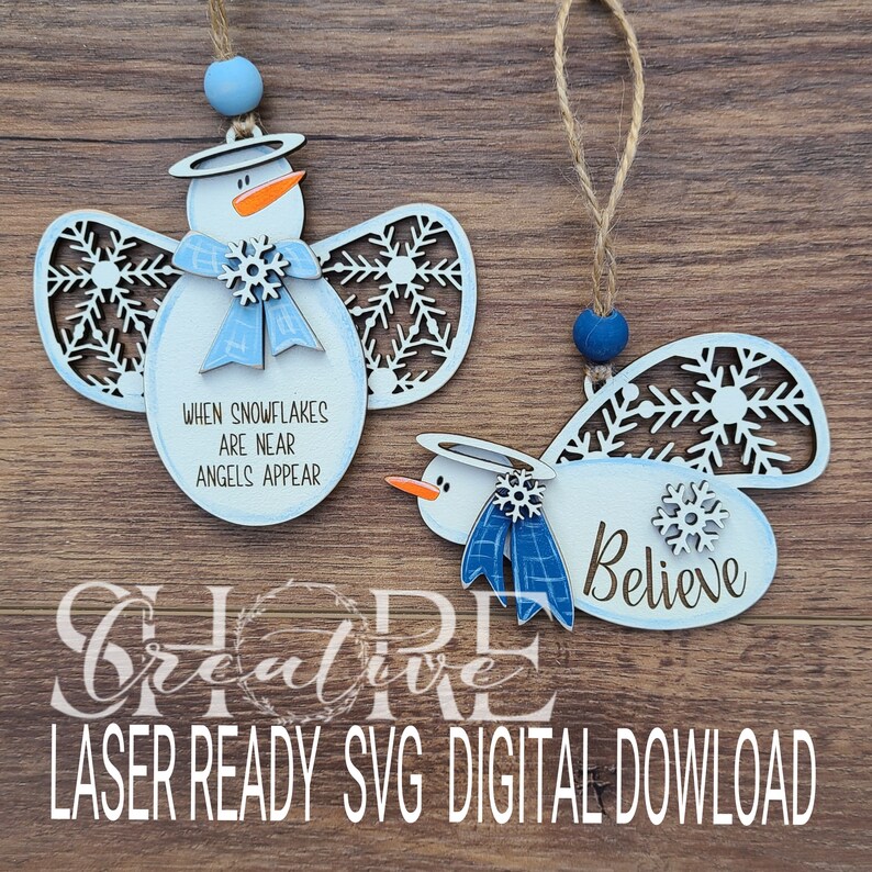 Snow Angels Ornament Set, Laser Ready, SVG, Digital Download - Etsy
