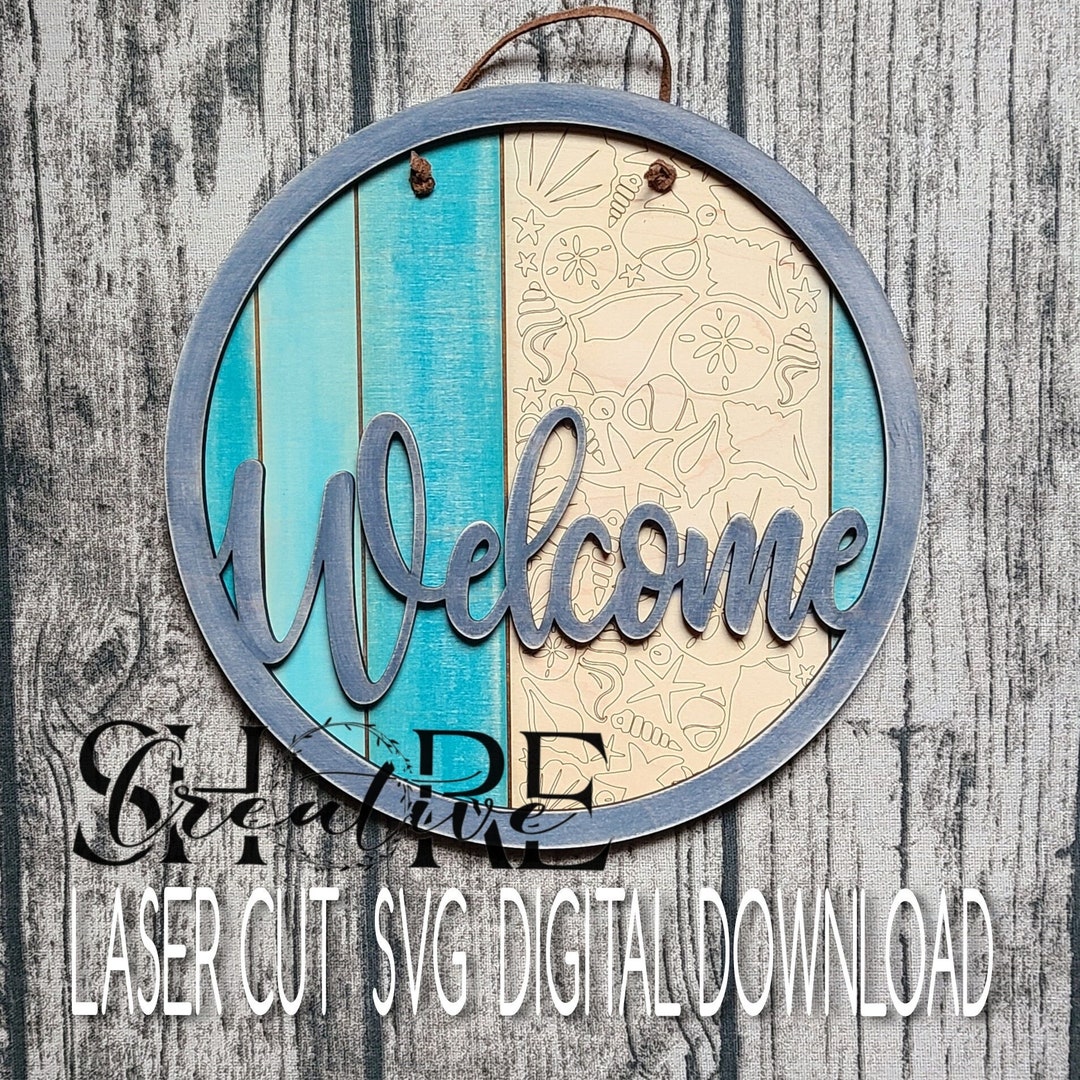 Seashell Welcome Round, Coastal Decor, Wall Hanging, Door Hanger ...