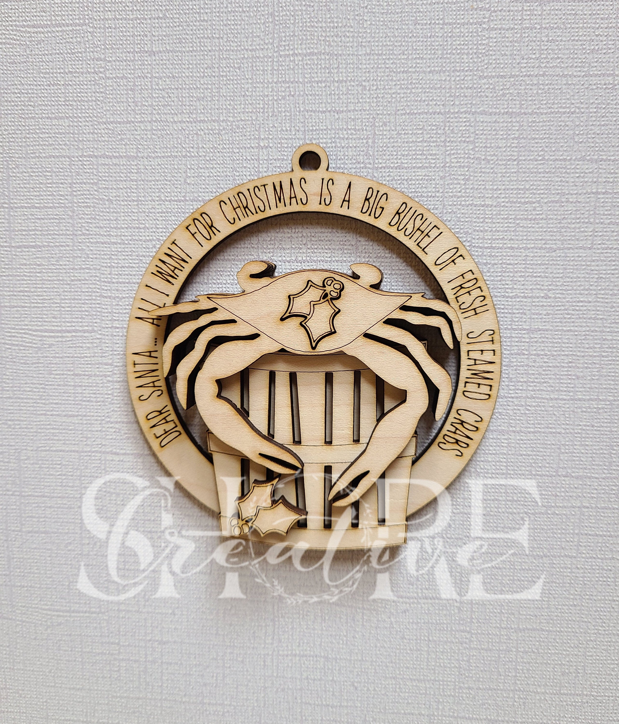 Dear Santa Crab With Bushel Basket Ornament, Laser Ready, Digital ...