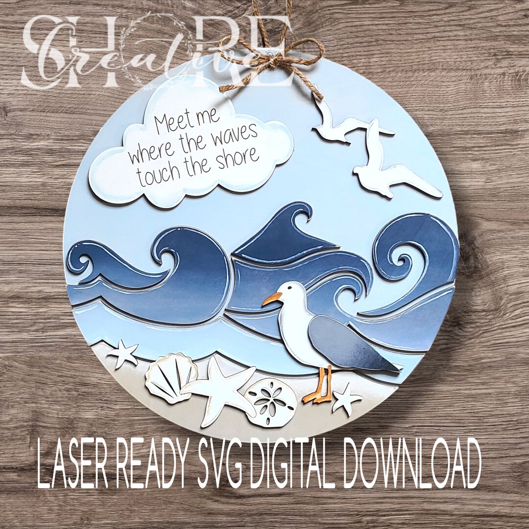 Beach/shore Inspired Round Wall Hanging, Coastal, Where the Waves Touch ...