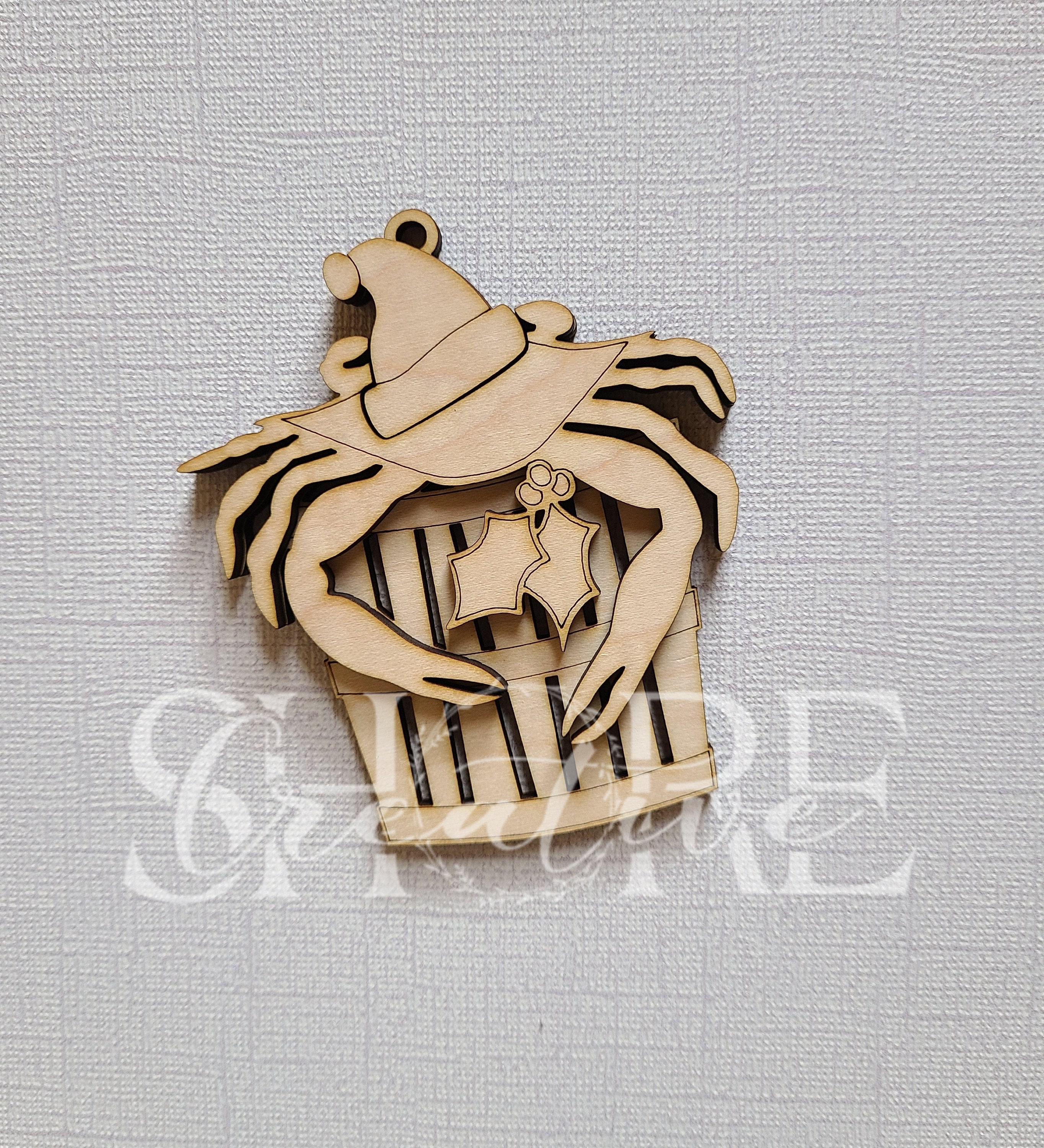 Santa Crab With His Bushel Basket Christmas Ornament, Laser Ready Cut ...