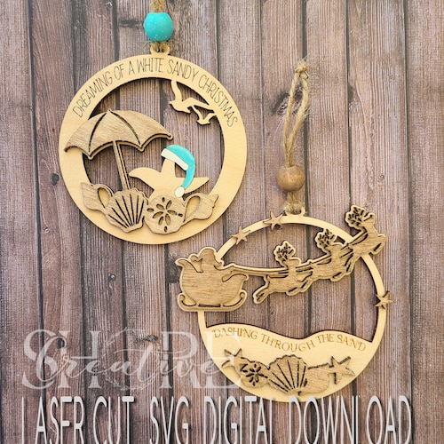 Beach Inspired Christmas Ornaments Shore Coastal SVG Laser - Etsy