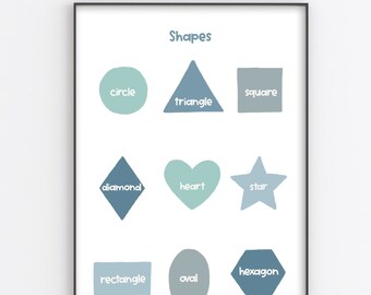 DIGITAL DOWNLOAD Nursery Educational Print Shapes Poster - Etsy