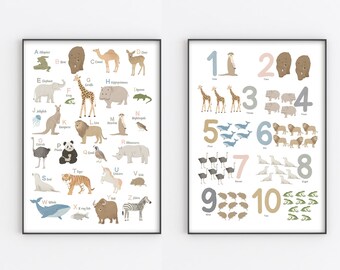 Numbers Posterpink Color Numbers Printeducational Wall Art - Etsy