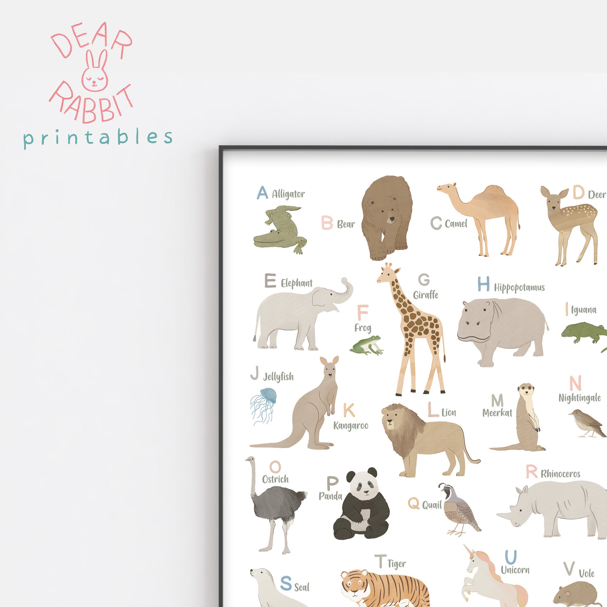 Animal Alphabet Print,printable ABC Poster,alphabet Wall Art, ABC Wall ...