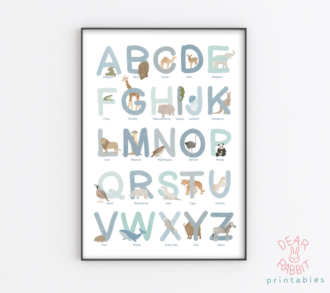 Animal Alphabet Print,printable ABC Poster,alphabet Wall Art, ABC Wall ...