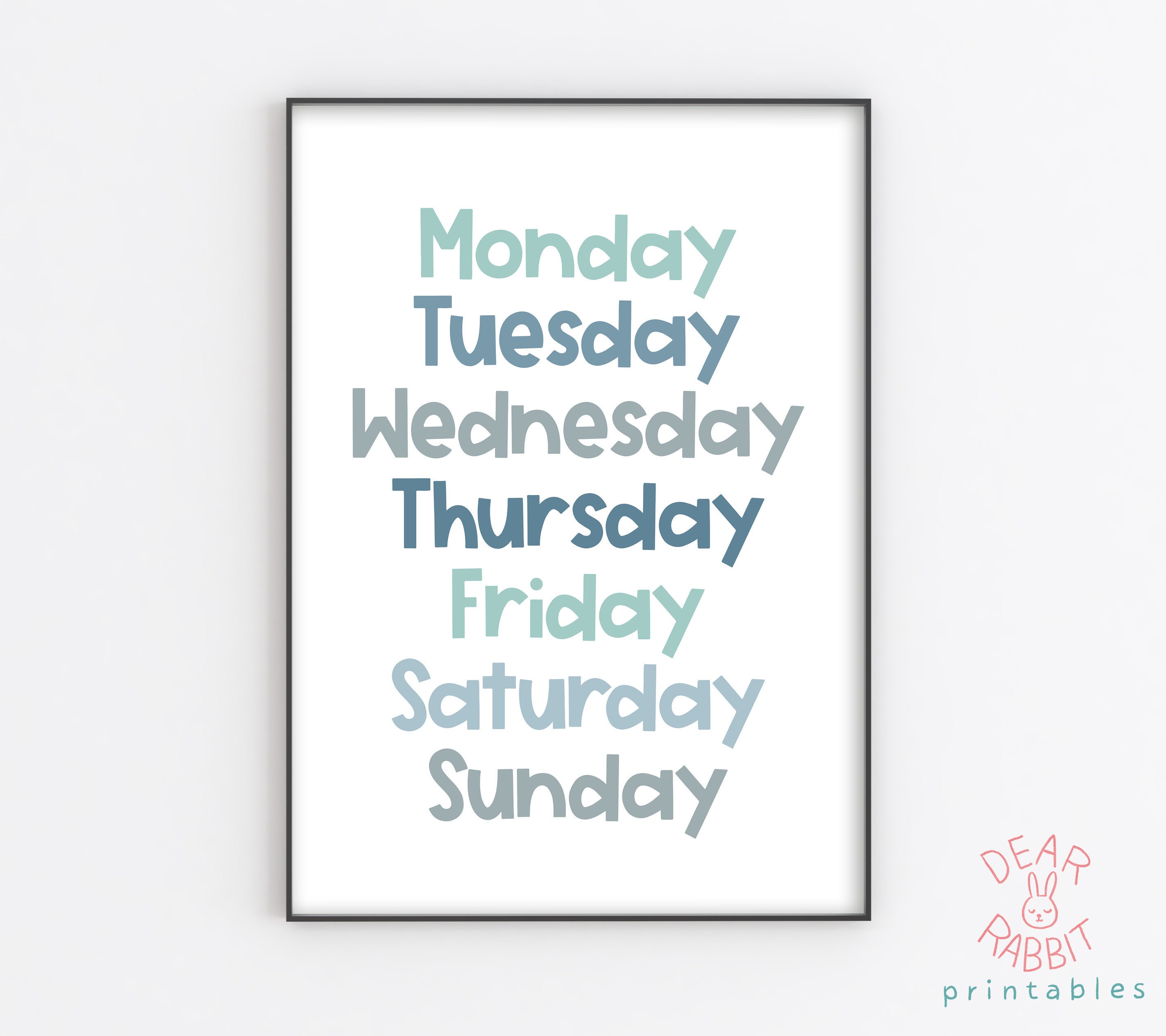 Days of the Week Poster, Educational Wall Art,kids Room Decor, Nursery ...