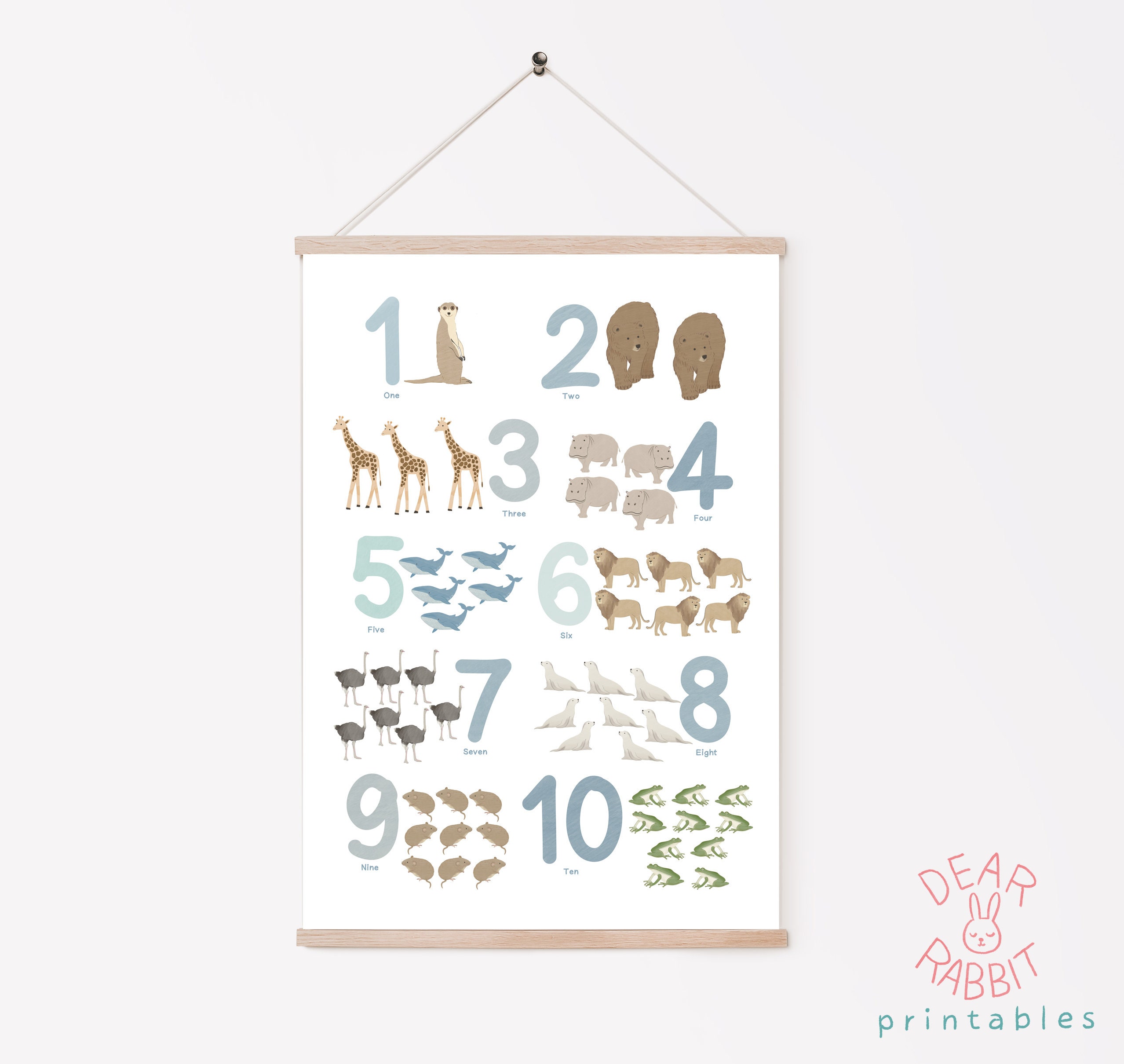 Animal Numbers Print,nursery Print, Counting Poster,kids Number Poster ...