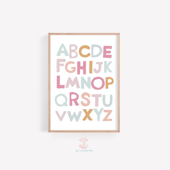 Printable Alphabet Posterpastel Color Printable Wall Art - Etsy