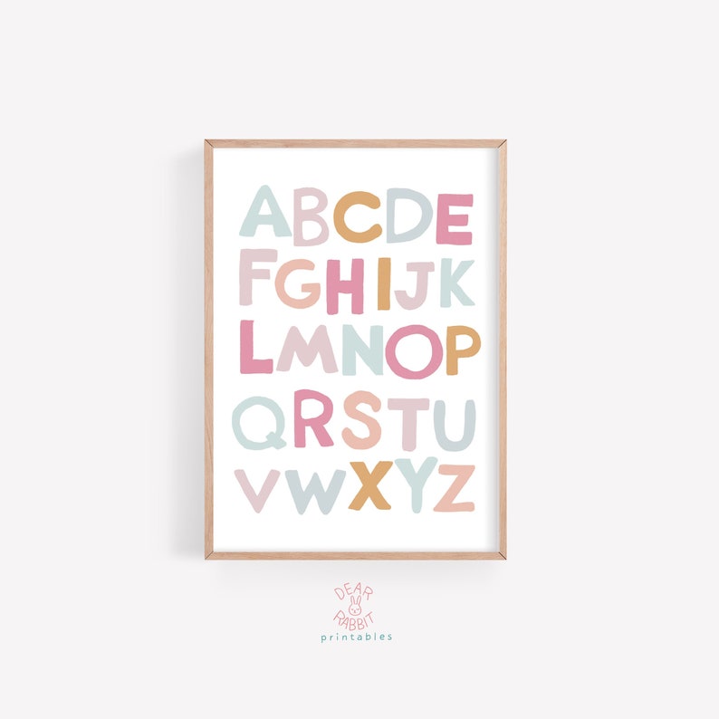 Printable Alphabet Posterpastel Color Printable Wall Art - Etsy