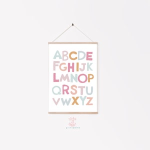 Pastel Alphabet and Numbers Prints, Pink Alphabet Poster, ABC Print ...