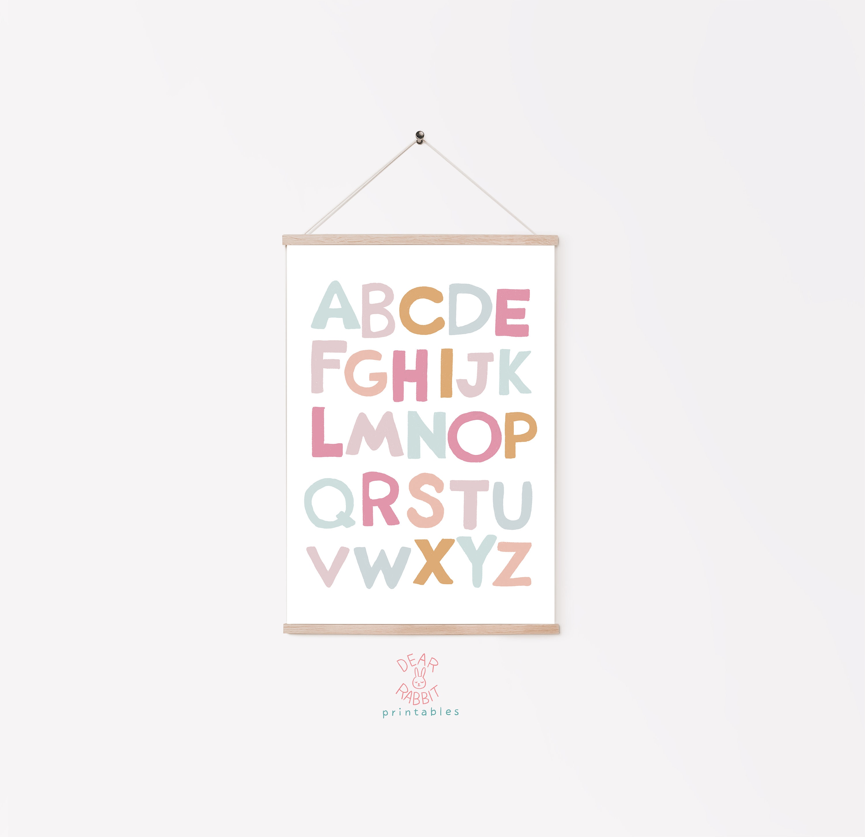 Pastel Alphabet and Numbers Prints, Pink Alphabet Poster, ABC Print ...