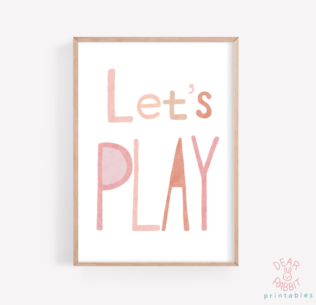 Let's Play Printable, Nursery Quote Print, Let's Play Sign, Digital ...