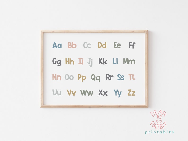 Alphabet Horizontal Printable Poster, Alphabet Wall Art, Lowercase ...