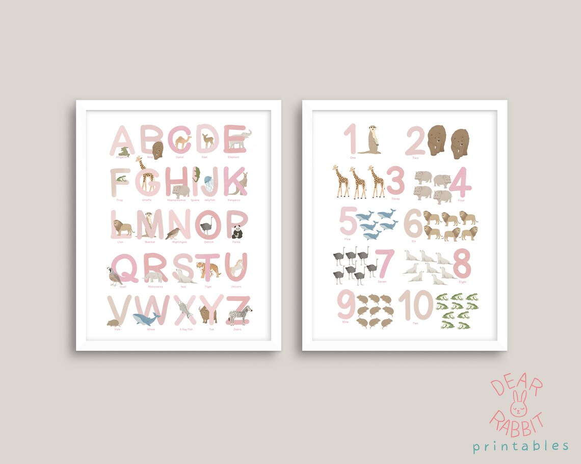 Alphabet and Numbers Printable,pink Alphabet Poster, ABC Print ...