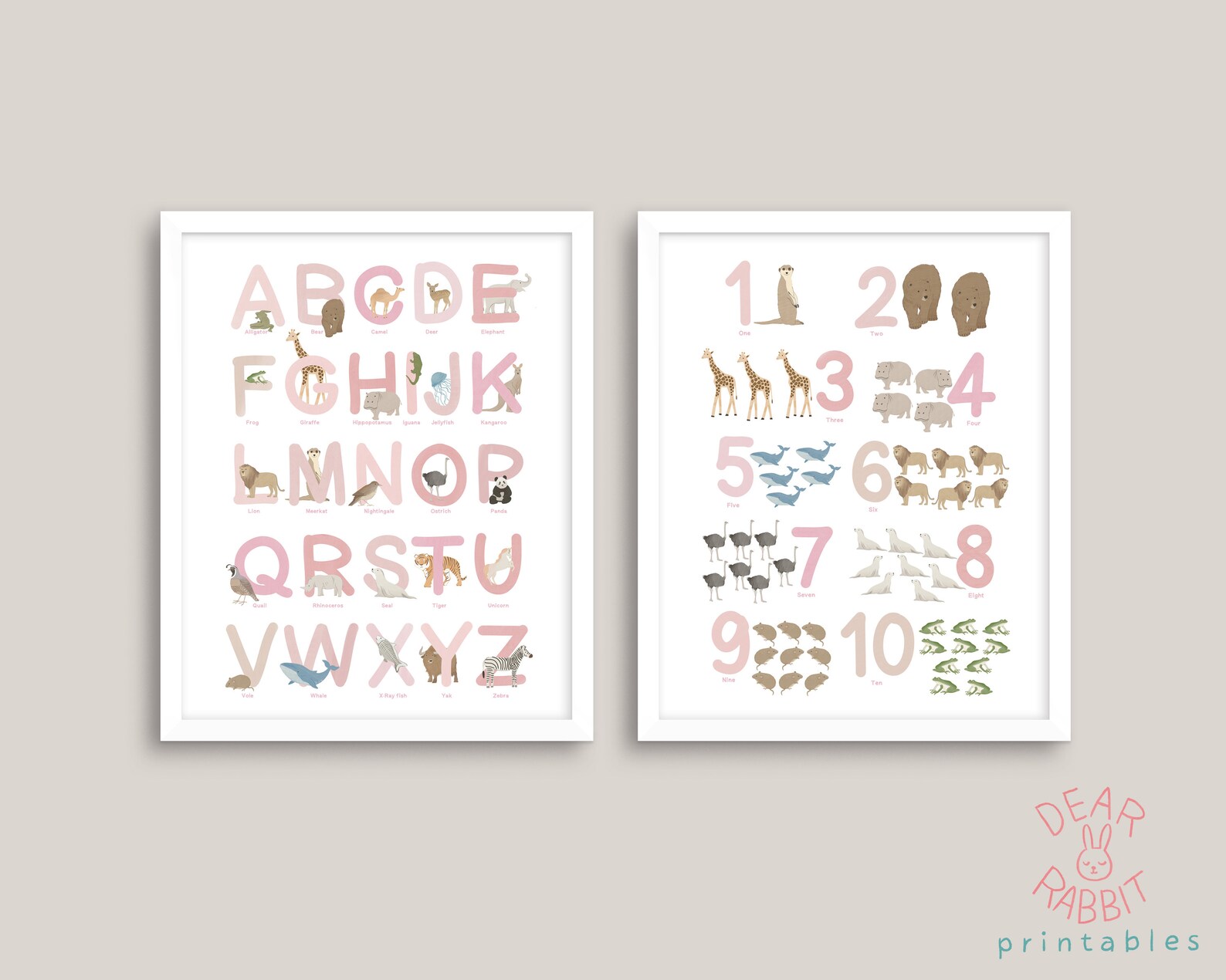 Alphabet and Numbers Printable,pink Alphabet Poster, ABC Print ...