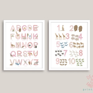 Alphabet and Numbers Printable,pink Alphabet Poster, ABC Print ...