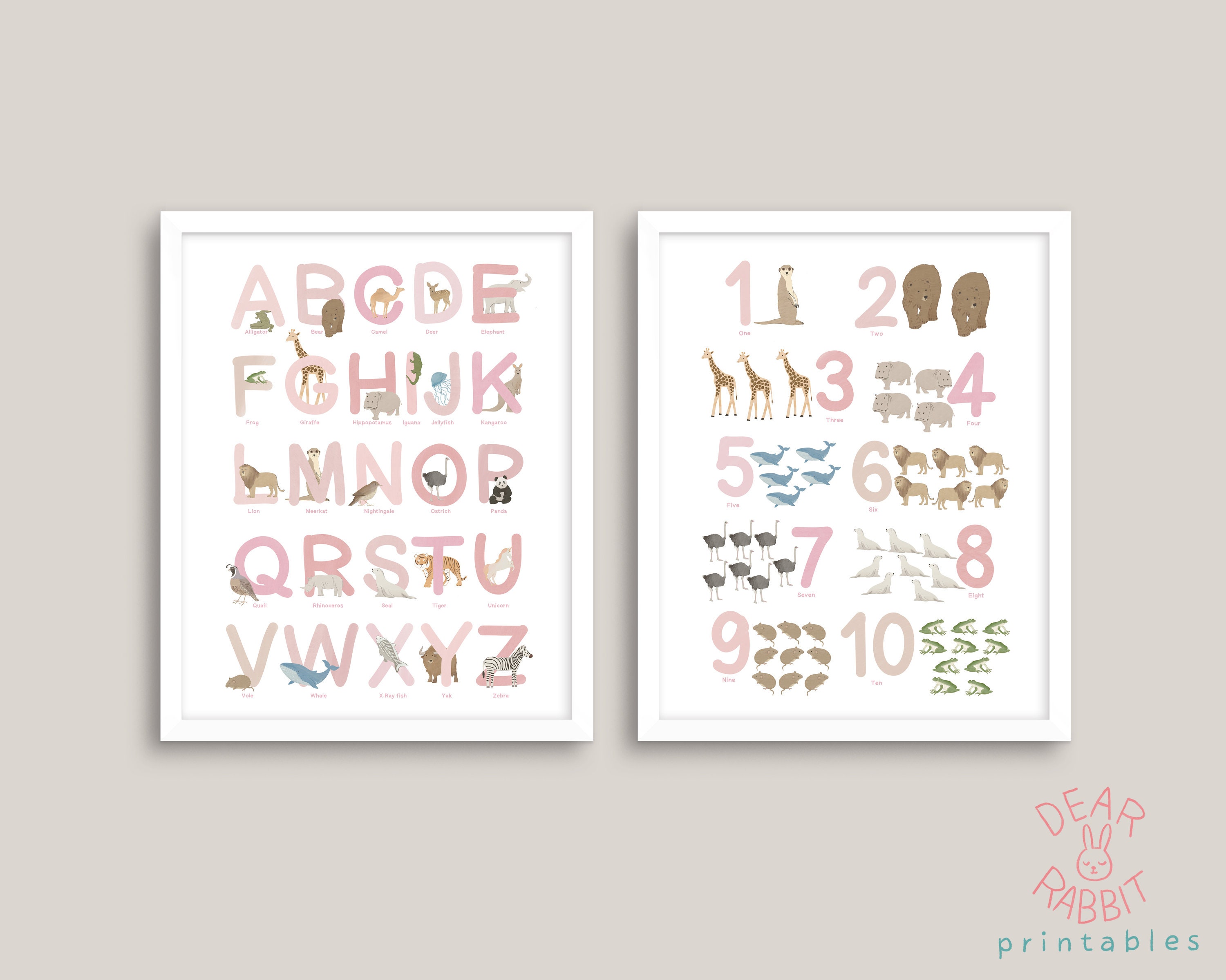 Alphabet and Numbers Printable,pink Alphabet Poster, ABC Print ...