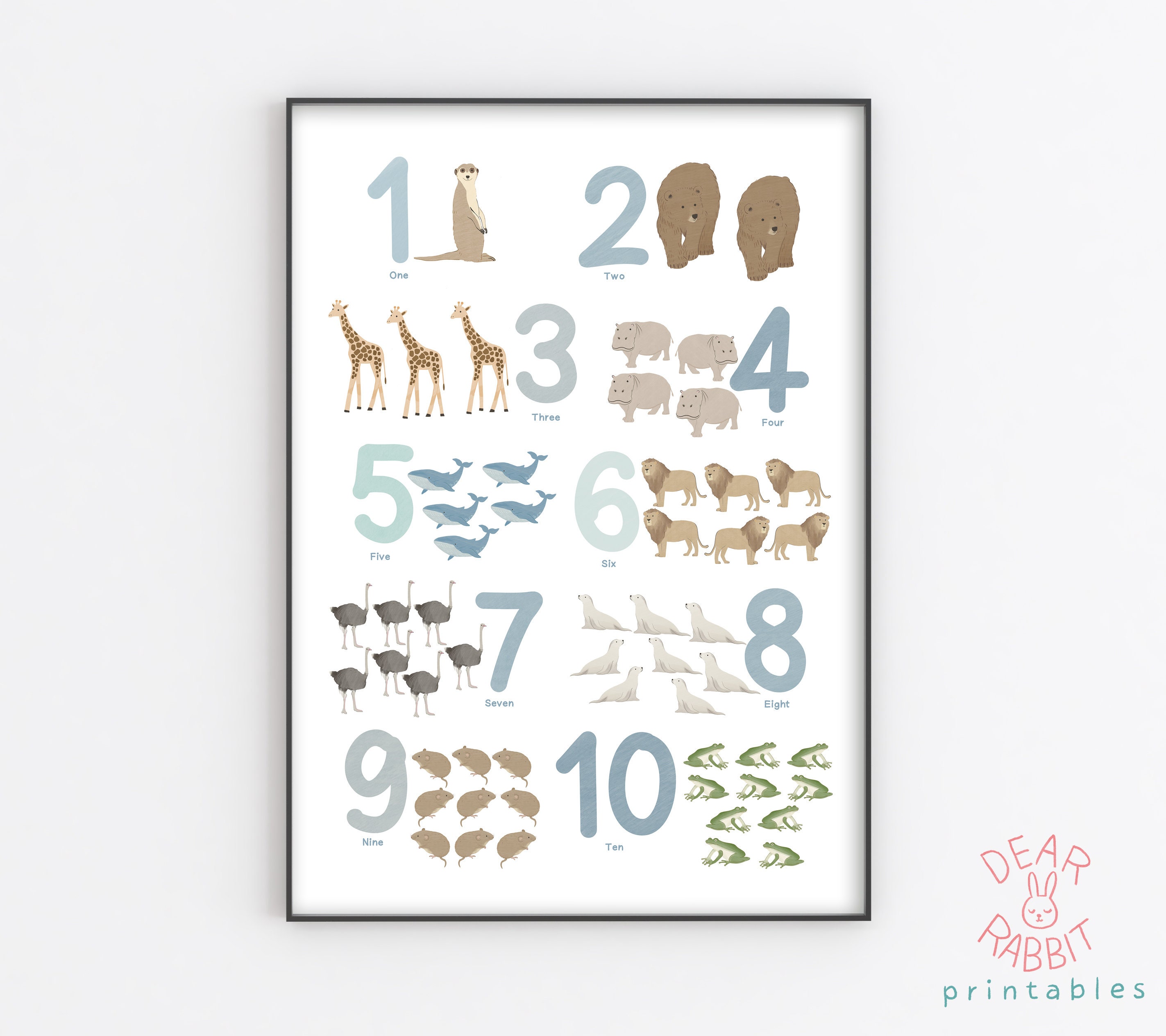 Animal Numbers Print,nursery Print, Counting Poster,kids Number Poster ...
