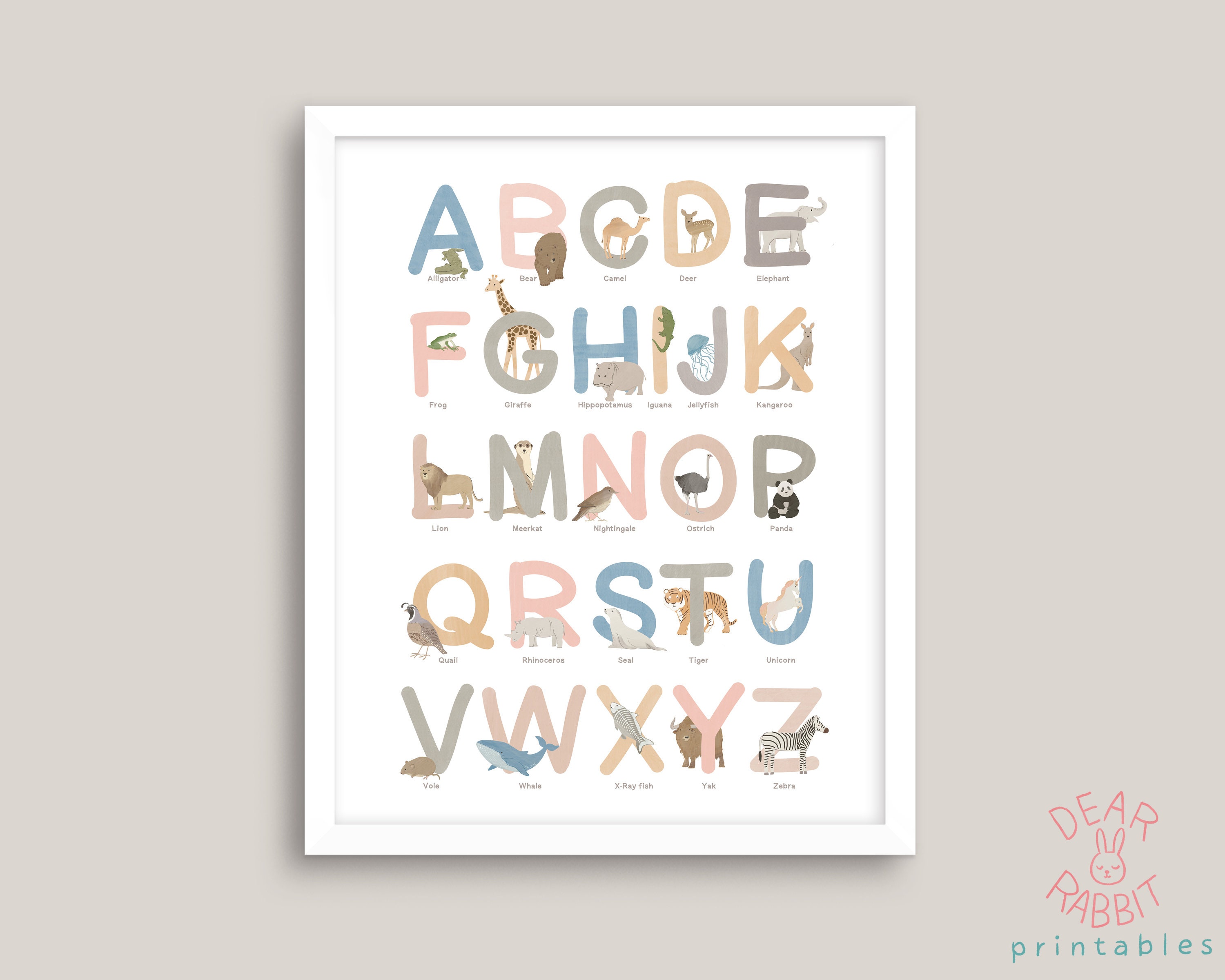 Animal Alphabet Print,printable ABC Poster,alphabet Wall Art, ABC Wall ...