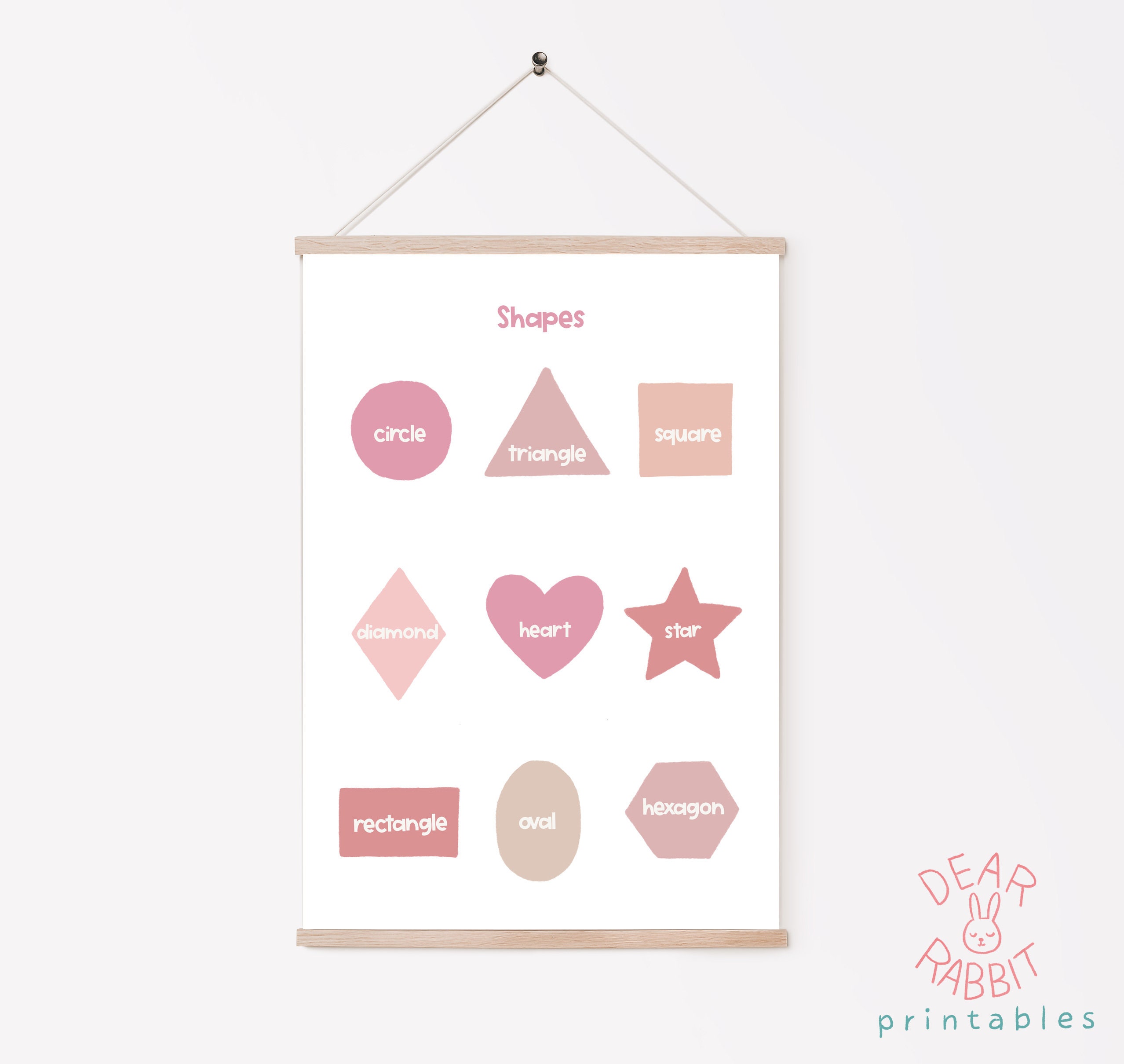 Shapes Educational Poster, Pink Color,educational Wall Art,kids Room ...