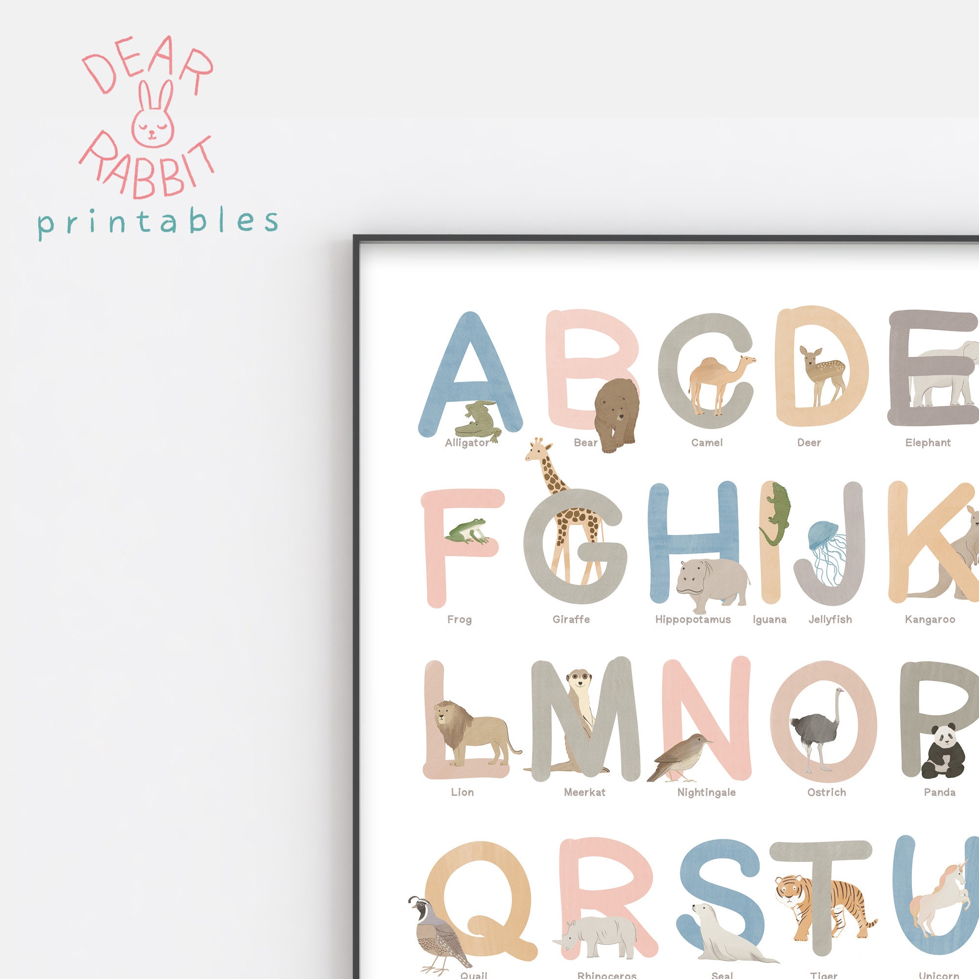 Animal Alphabet Print,printable ABC Poster,alphabet Wall Art, ABC Wall ...