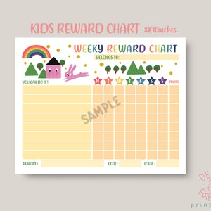 Weekly Reward Chart Printable, Reward Chart for Kids, Kid Chore Chart ...