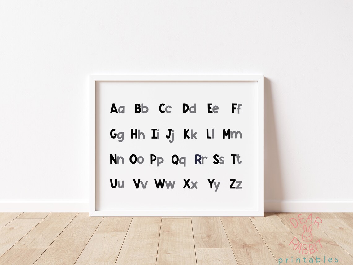 Alphabet Horizontal Printable Poster, Alphabet Wall Art, Lowercase ...