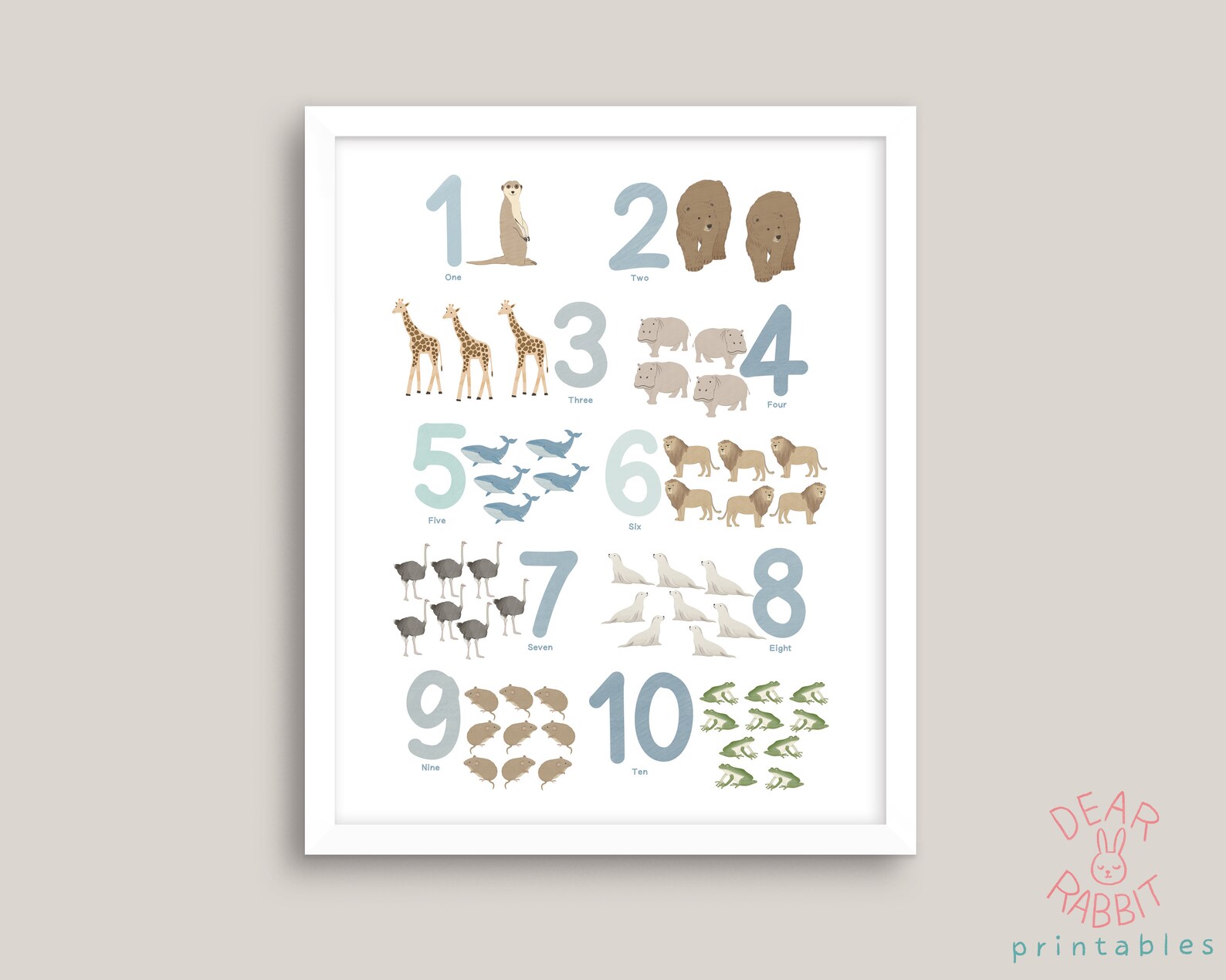Animal Numbers Print,nursery Print, Counting Poster,kids Number Poster ...