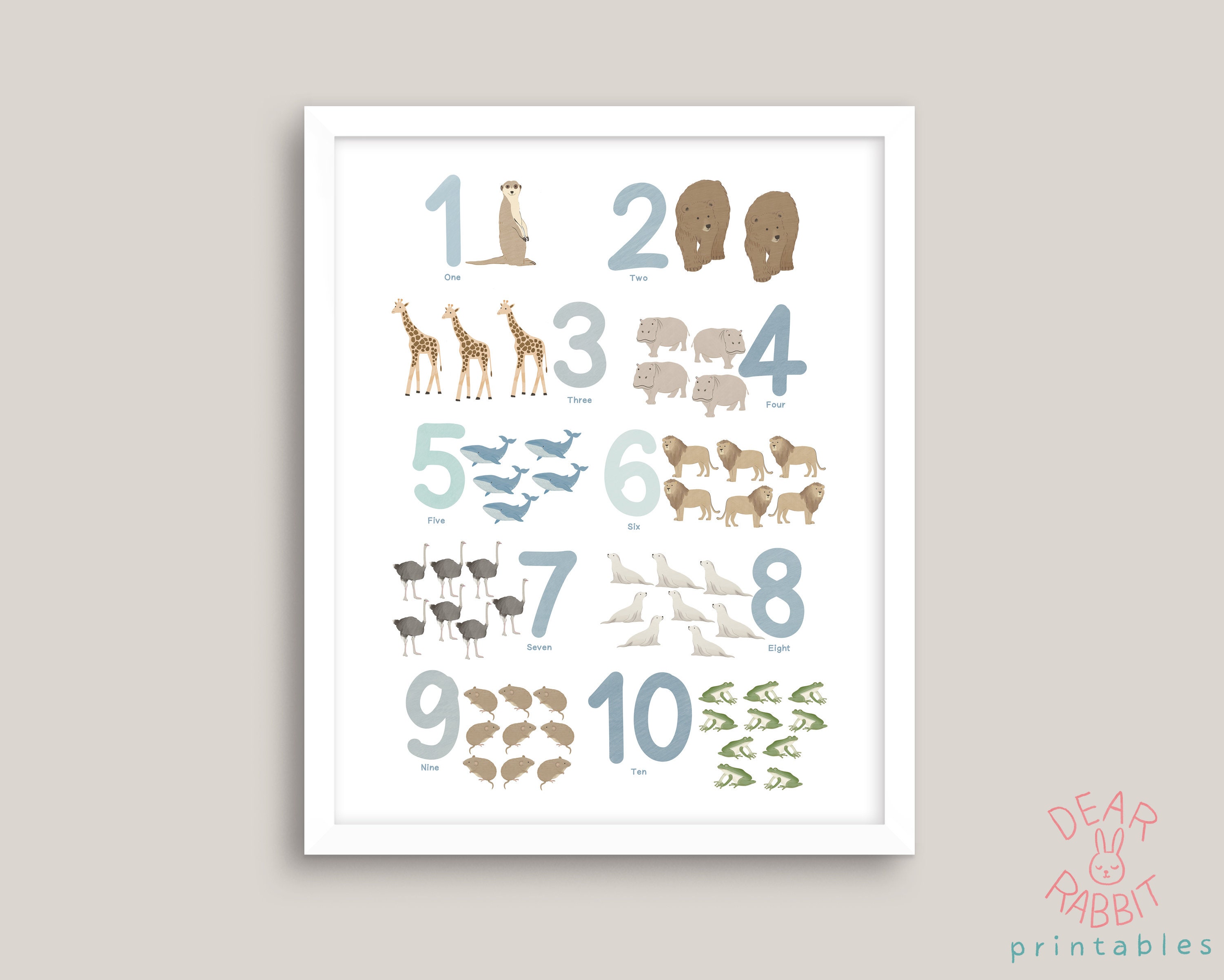 Animal Numbers Print,nursery Print, Counting Poster,kids Number Poster ...
