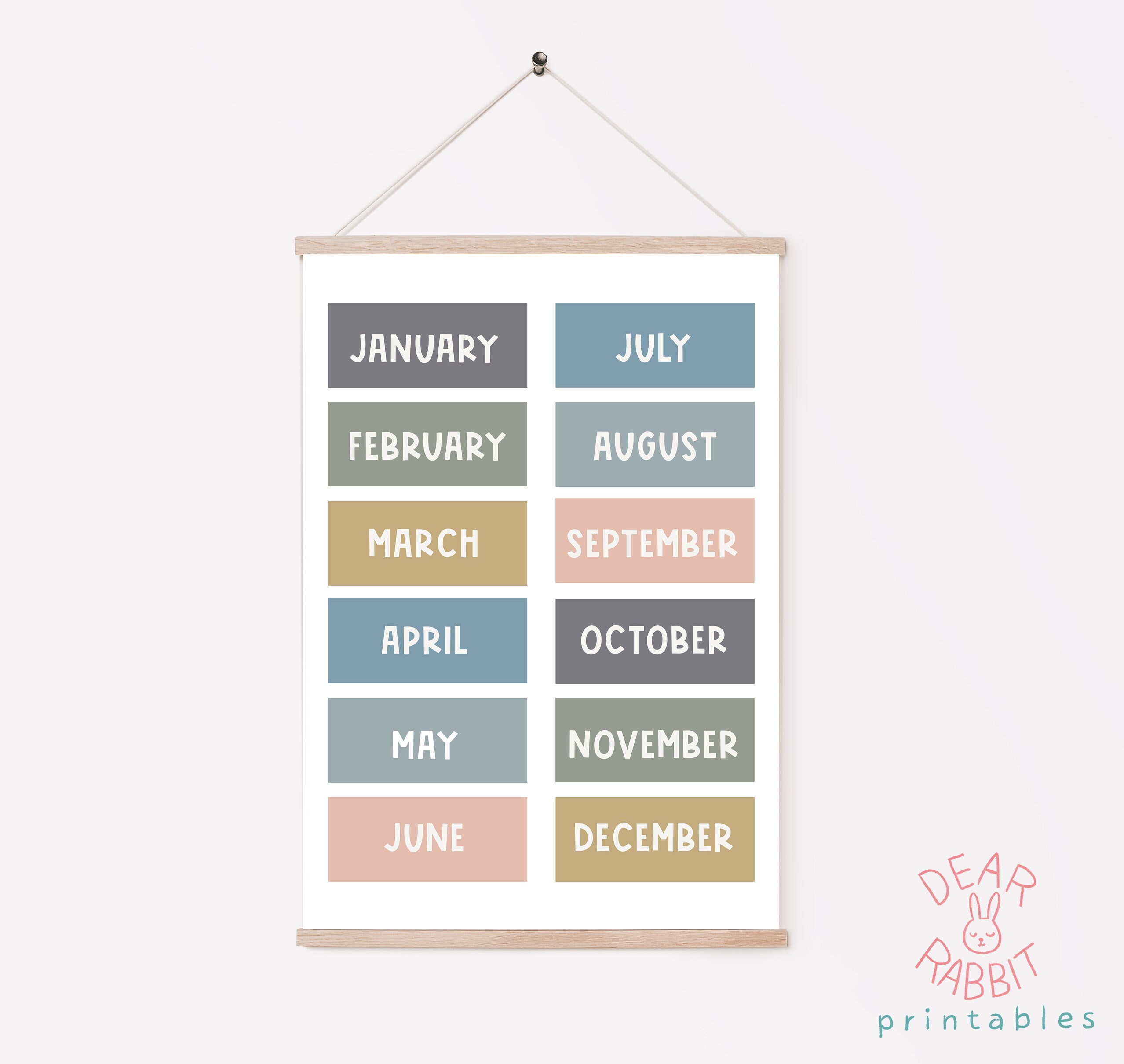 Months of the Year Poster, Educational Wall Art,kids Room Decor ...
