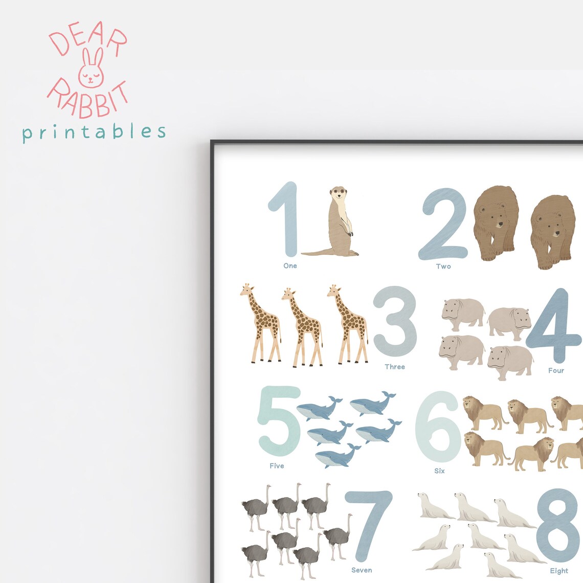 Animal Numbers Print,nursery Print, Counting Poster,kids Number Poster ...
