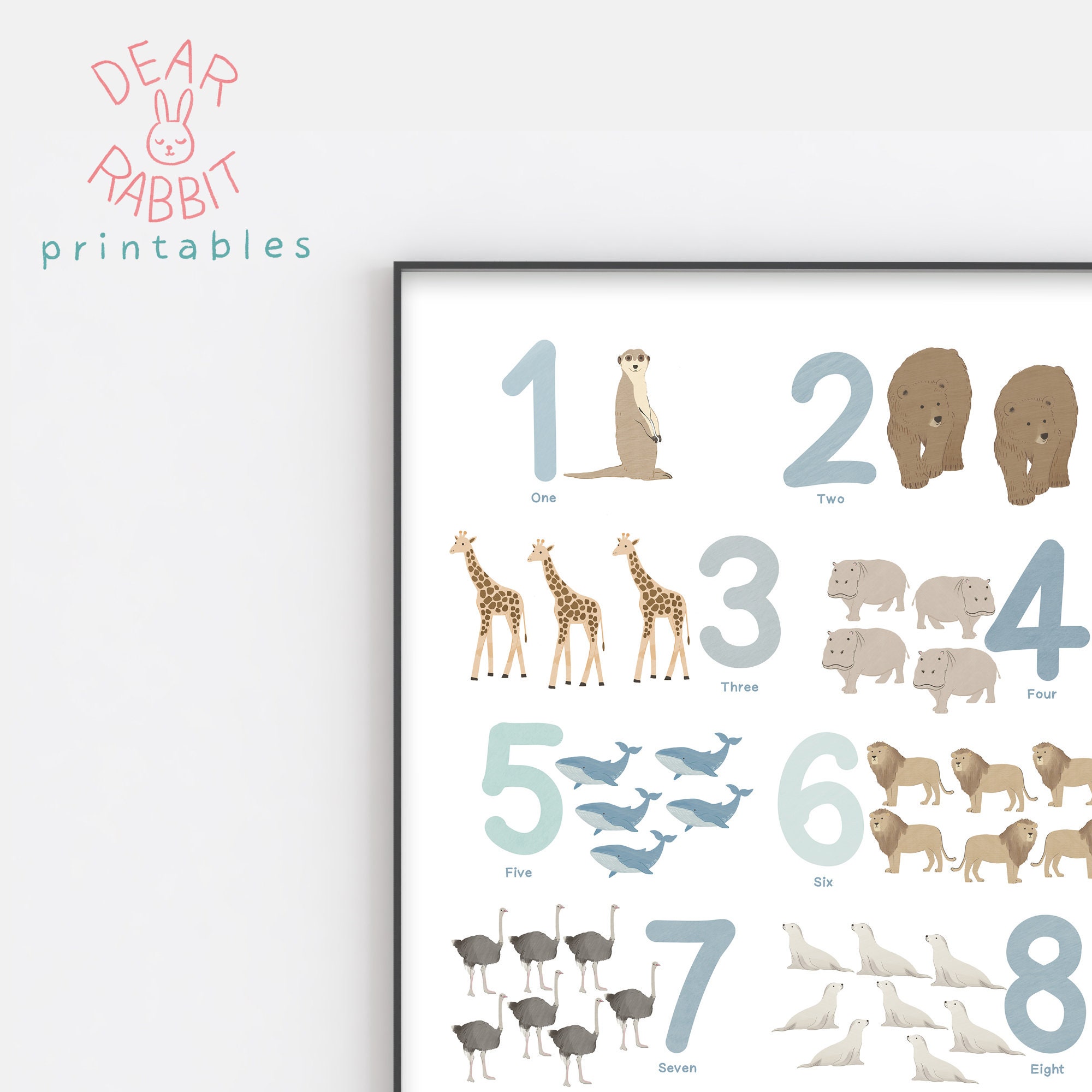 Animal Numbers Print,nursery Print, Counting Poster,kids Number Poster ...