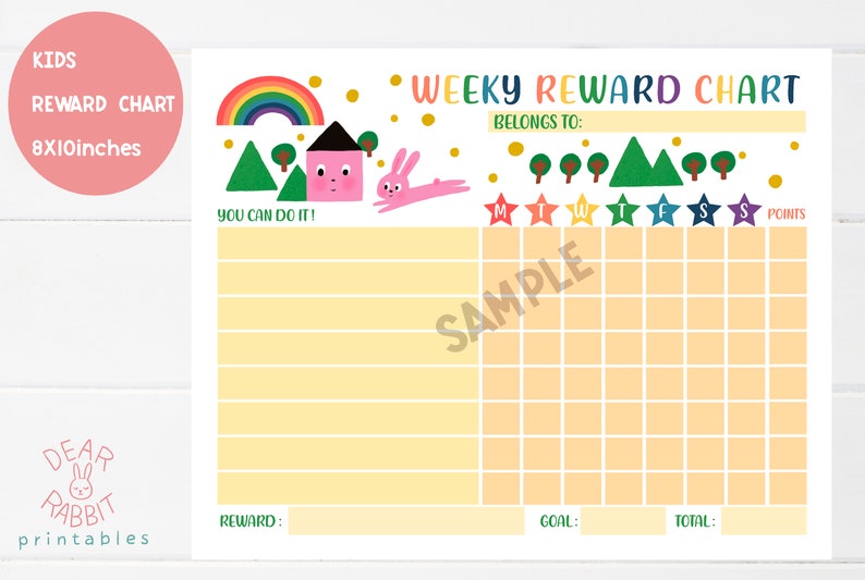 Weekly Reward Chart Printable, Reward Chart for Kids, Kid Chore Chart ...