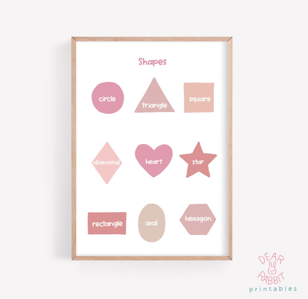 Shapes Educational Poster, Pink Color,educational Wall Art,kids Room ...