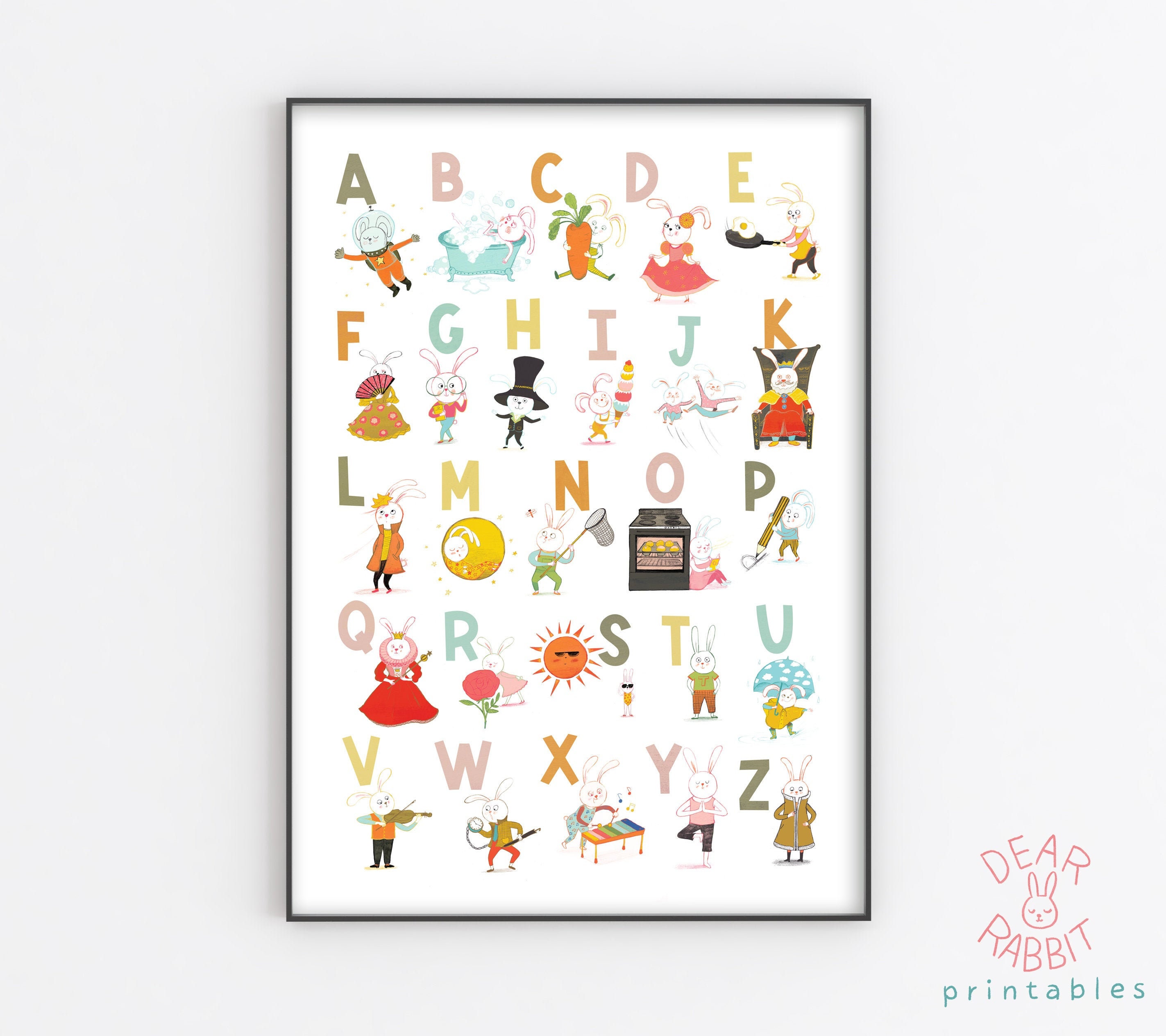 Alphabet Printable Poster ,rabbit Poster,alphabet Print, Printable Wall ...