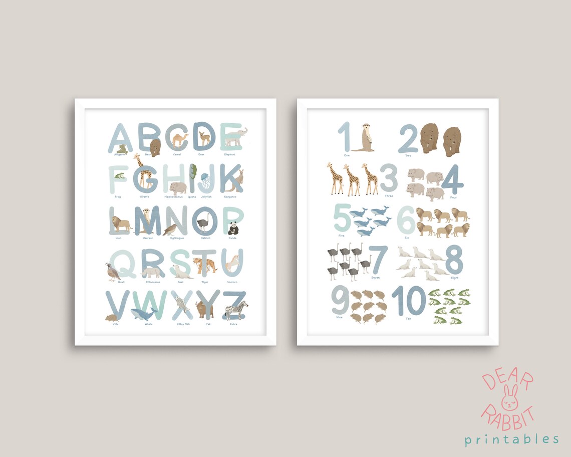 Alphabet and Numbers Printable, Colorful Alphabet Poster, ABC Print ...