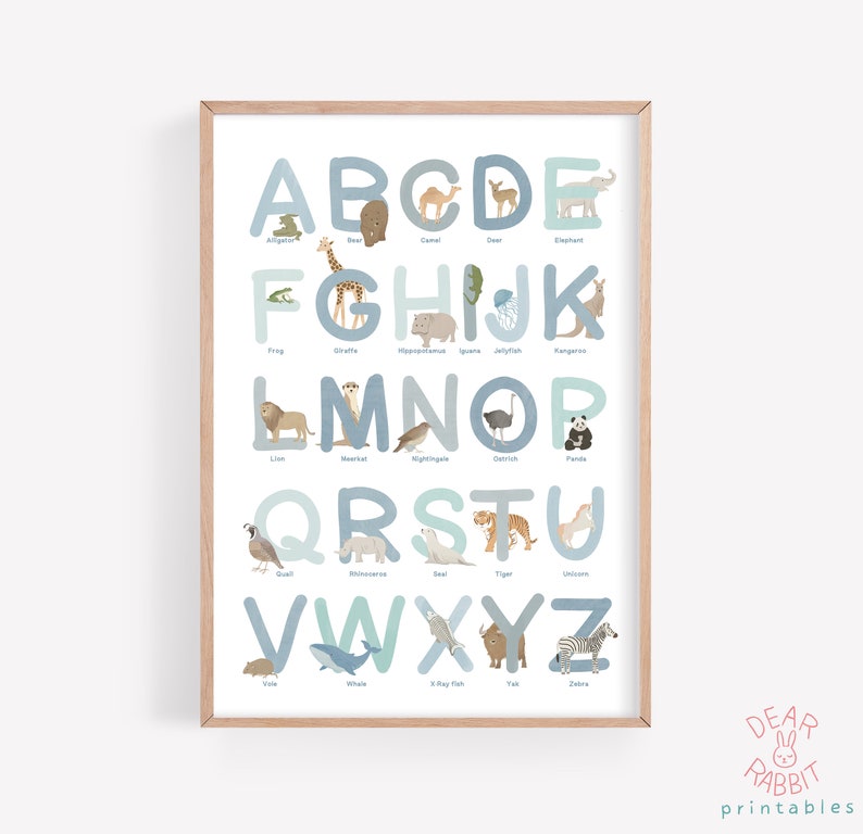Animal Alphabet Print,printable ABC Poster,alphabet Wall Art, ABC Wall ...