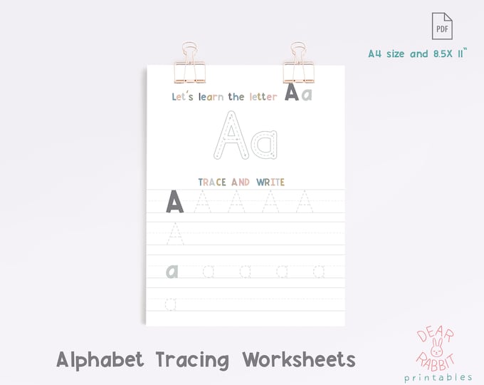26 Printable Alphabet Tracing Worksheet for Preschool Upper Case and ...